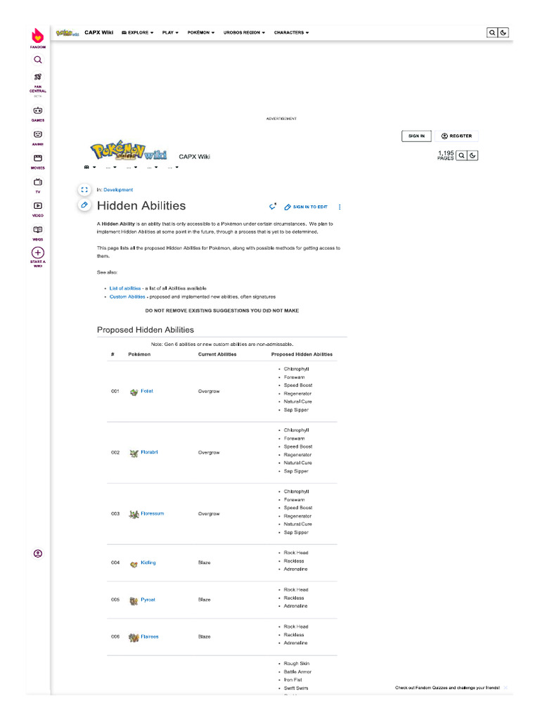 Pokemon Sage-Hidden Abilities - CAPX Wiki - Fandom | PDF