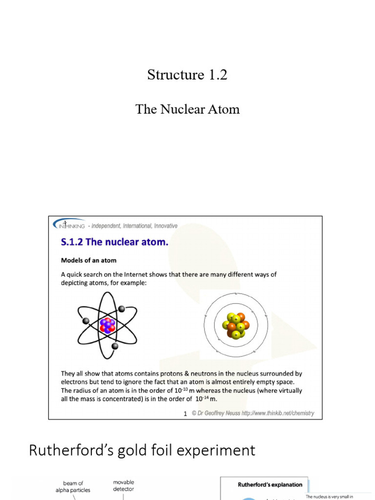 Structure 1.2 The Nuclear Atom | PDF | Atoms | Atomic Nucleus
