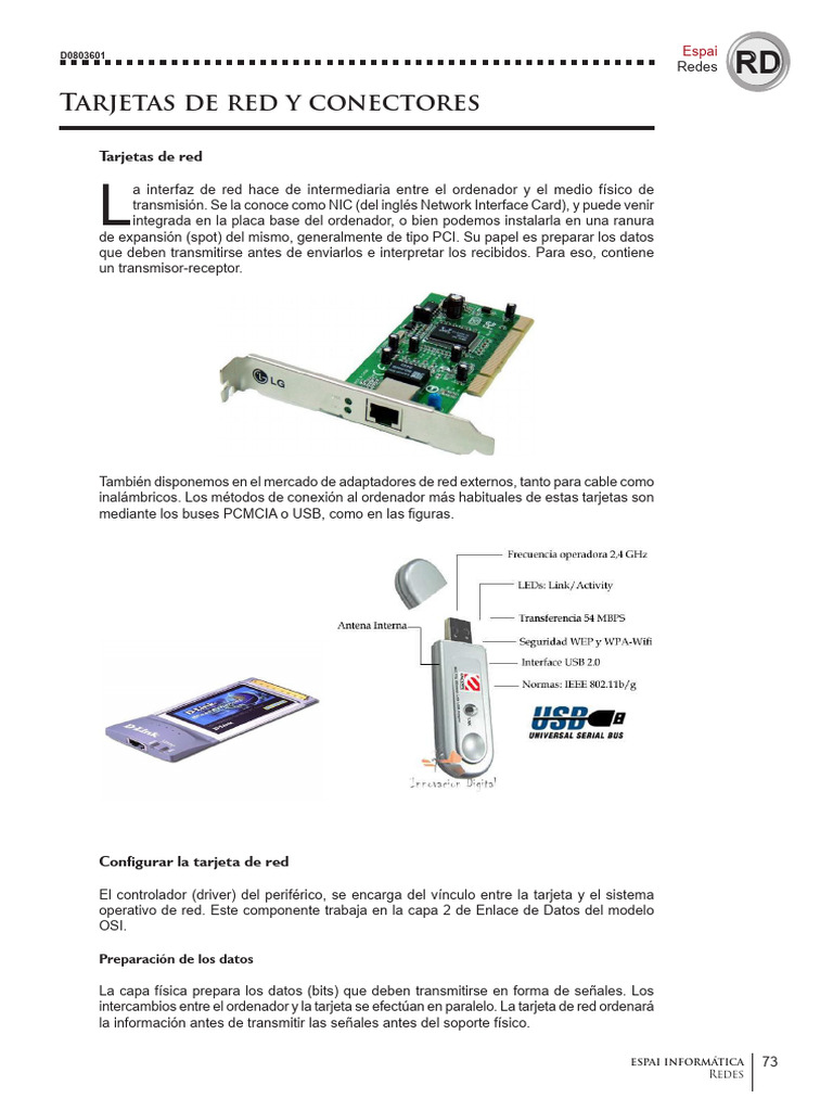 Tarjetas de Red y Conectores | PDF | Red de computadoras | Controlador de interfaz de red