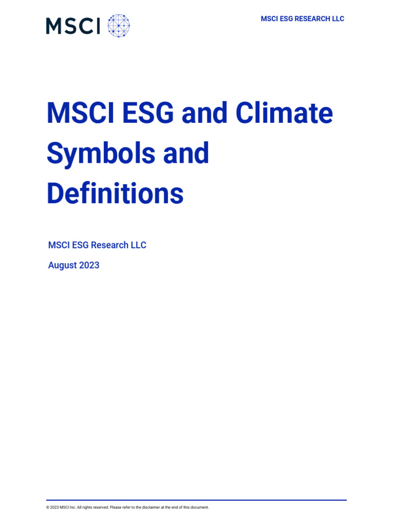 MSCI ESG Ratings and Definitions Guide | PDF