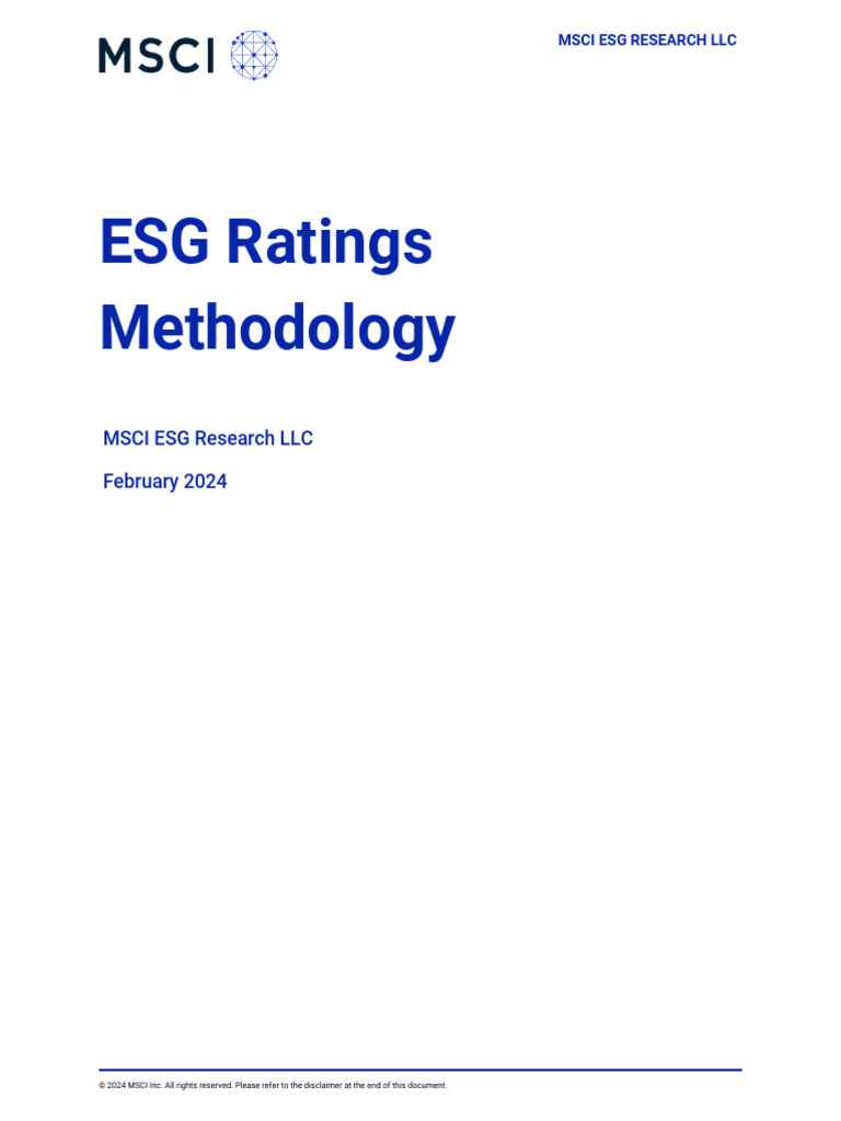 MSCI ESG Ratings Methodology 2024 | PDF