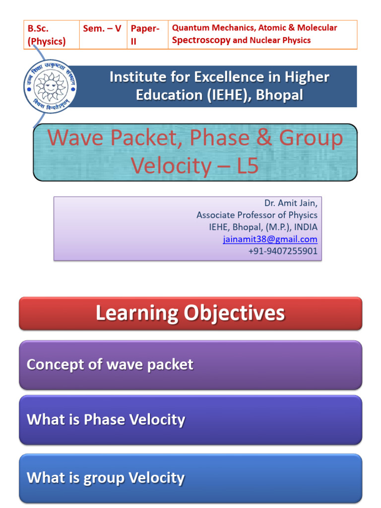 Wave Packet - L5 | PDF | Waves | Theoretical Physics