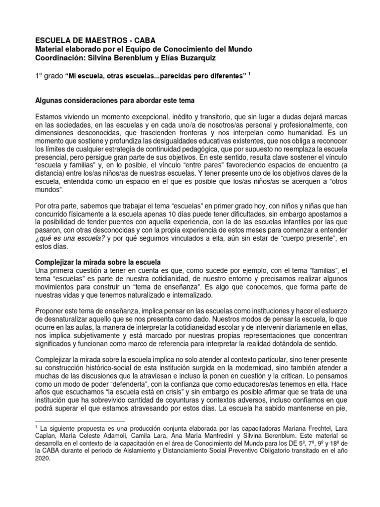 Mi escuela y otras: similitudes y diferencias | PDF