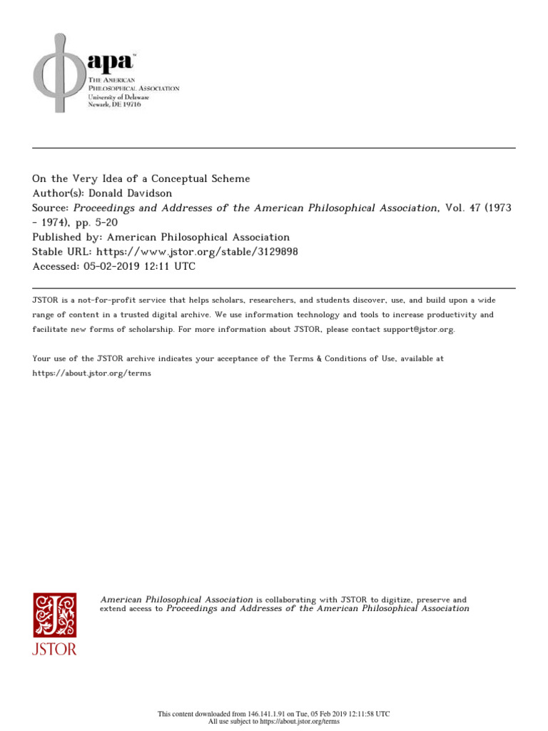 On The Very Idea of A Conceptual Scheme | PDF