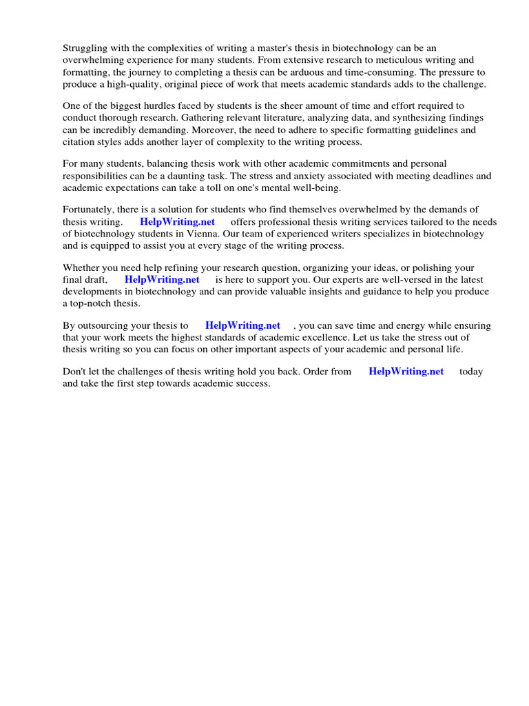 Master Thesis Biotechnology Vienna | PDF | Biotechnology | Science