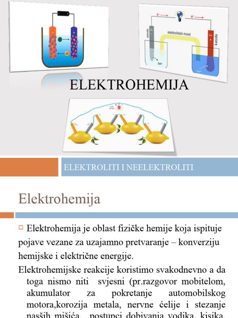 Elektrohemija, Elektroliti I Neelektroliti | PDF