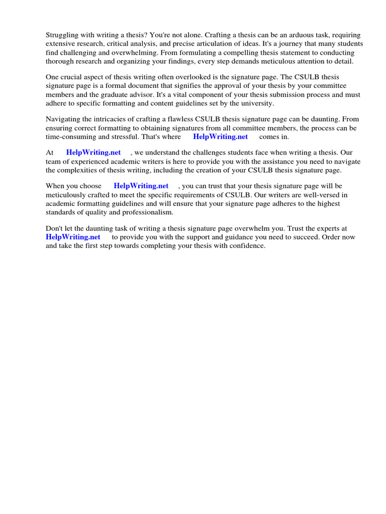 Csulb Thesis Signature Page | PDF | Thesis | World Wide Web
