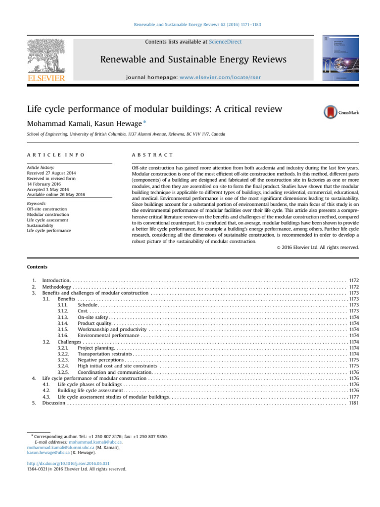 Life Cycle Performance of Modular Buildings | PDF | Life Cycle ...