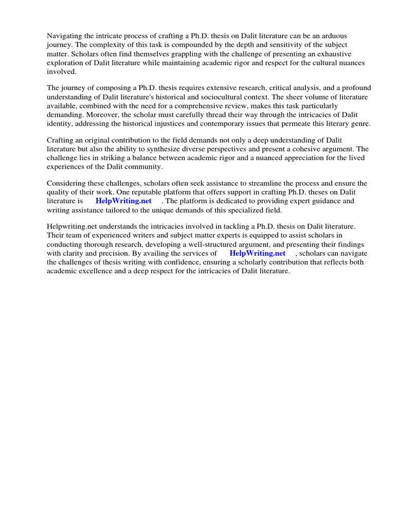 PHD Thesis On Dalit Literature | PDF | Dalit | Caste