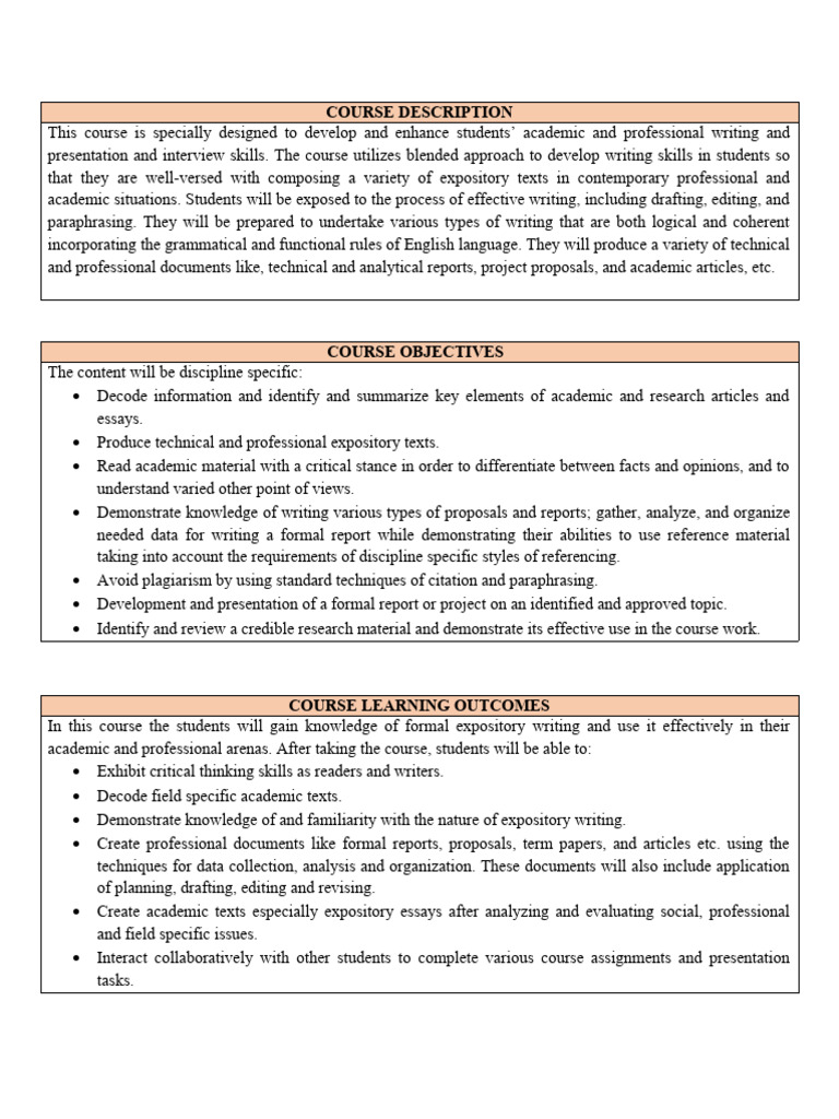 Weekly Course Plan | PDF