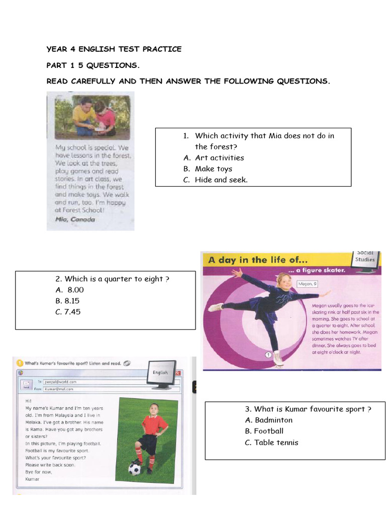 Year 4 English Test Practice | PDF