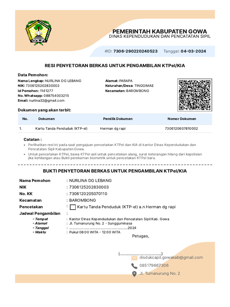 Resi Pengambilan KTP-el Gowa 2024 | PDF