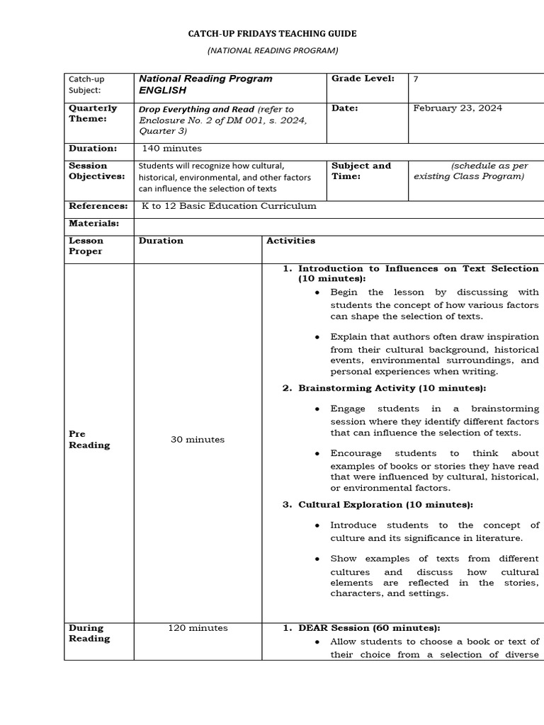 GRADE 7-national reading program | PDF