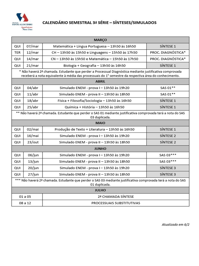 2024 - 02 - 01 - EM02 - ALUNO - Calendário Sínteses 3 Série - 1º ...