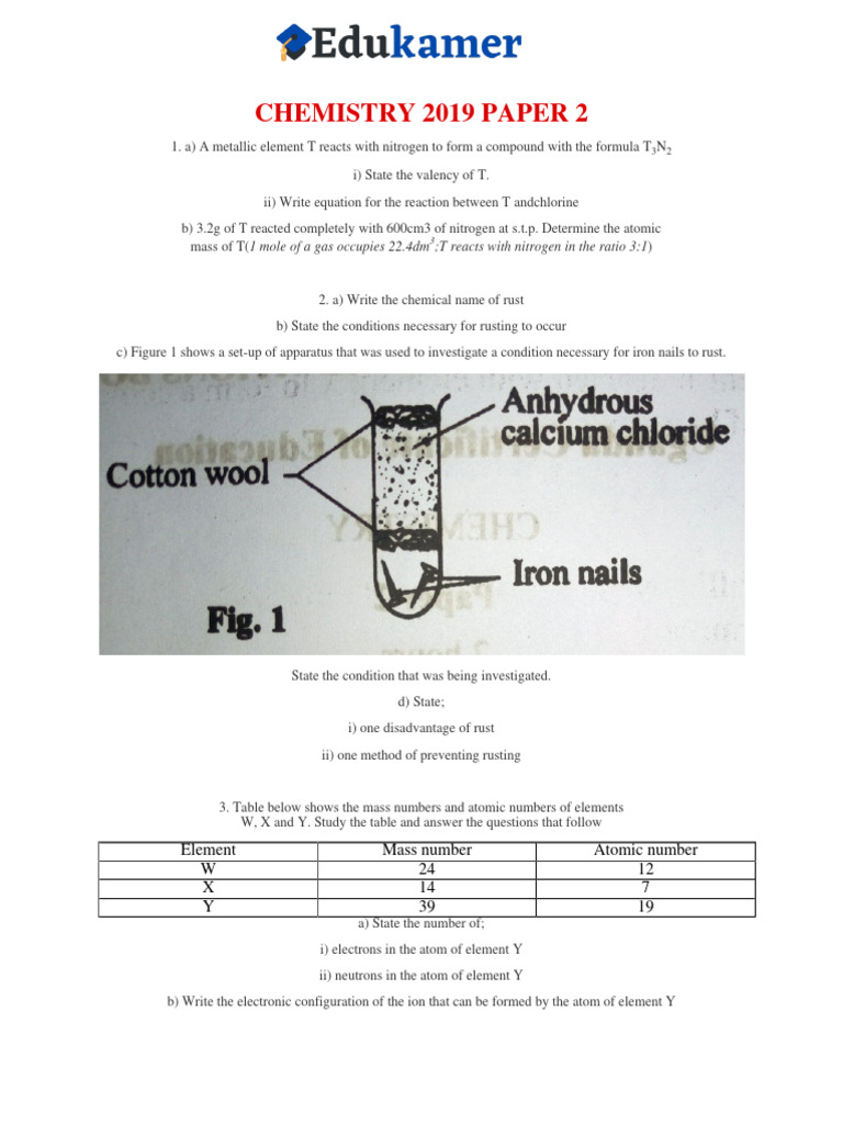 Uneb - CHEMISTRY 2019 PAPER 2 2019 | PDF