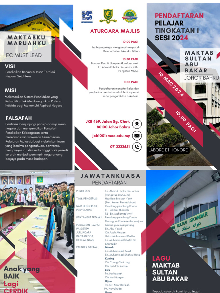Brochure Pendaftaran Ting 1 2024 | PDF