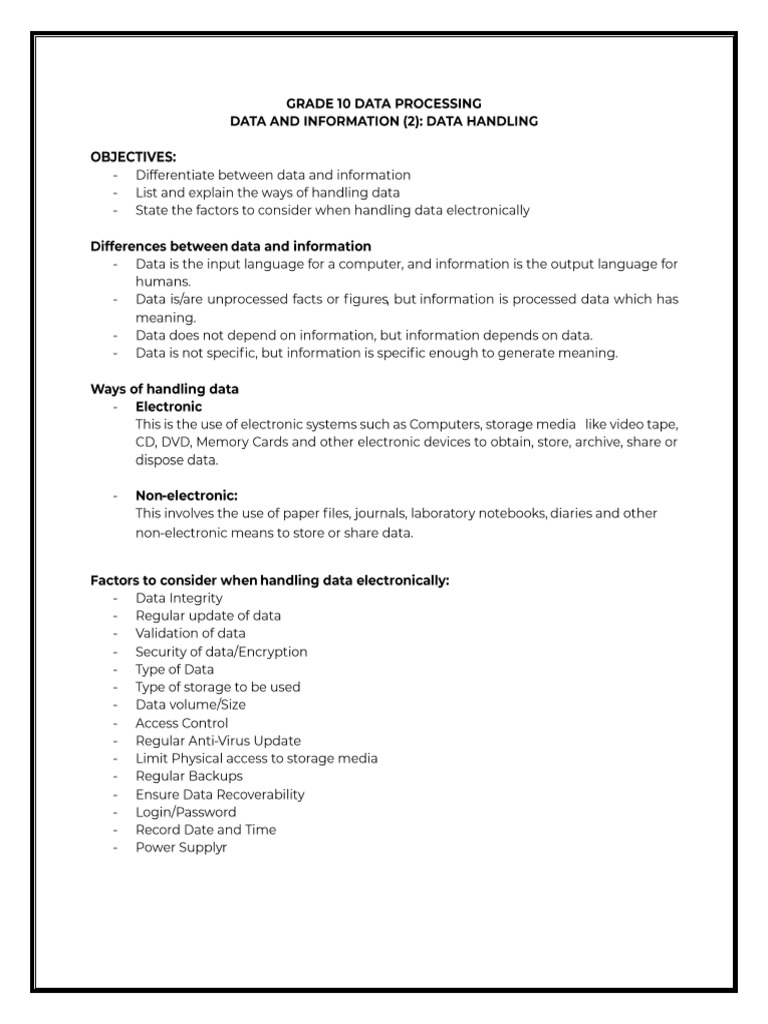 GRADE 10 DP - Data Handling | PDF