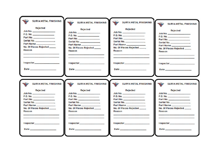 Rejection Tag | PDF