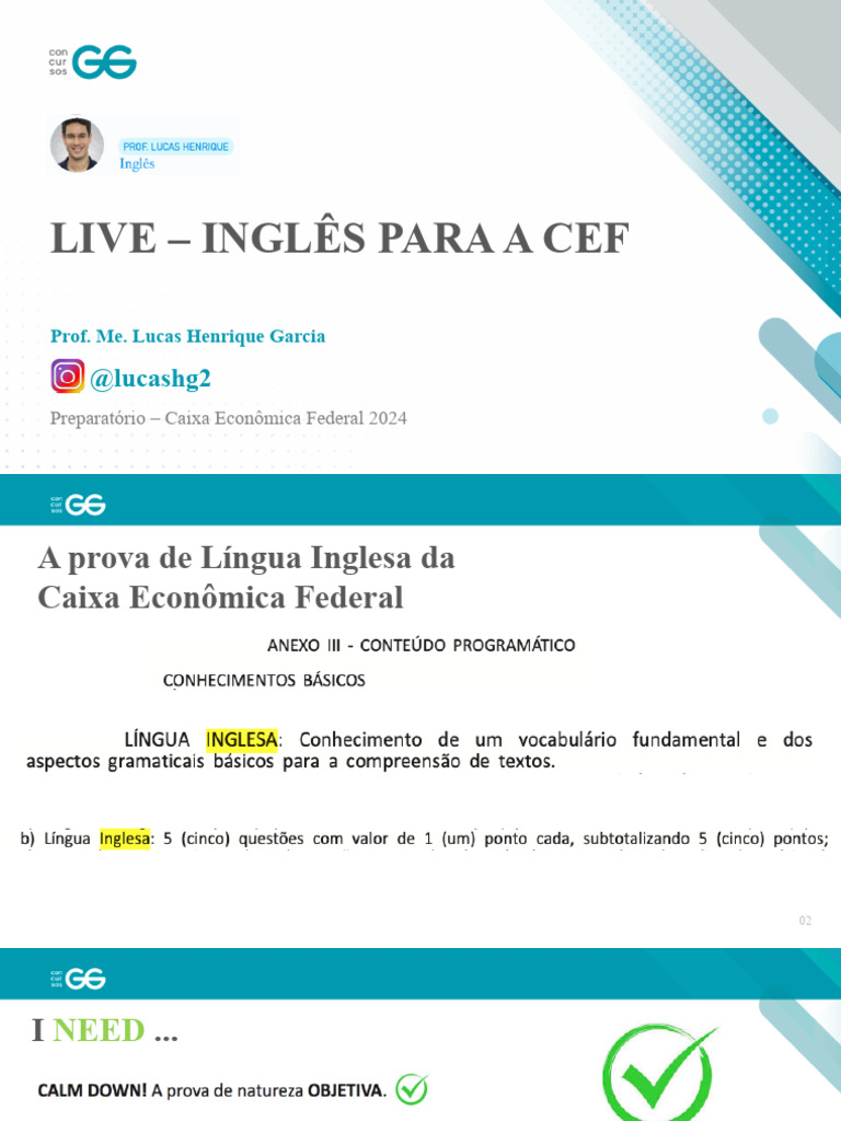Live - Inglês para A CEF (Prof. Lucas Garcia) | PDF