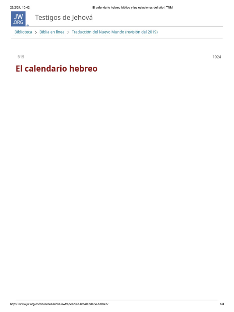El Calendario Hebreo Bíblico y Las Estaciones Del Año - TNM | PDF