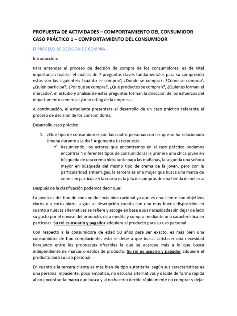 Comportamiento Del Consumidor (Caso Practico Eude) | PDF | Relaciones ...