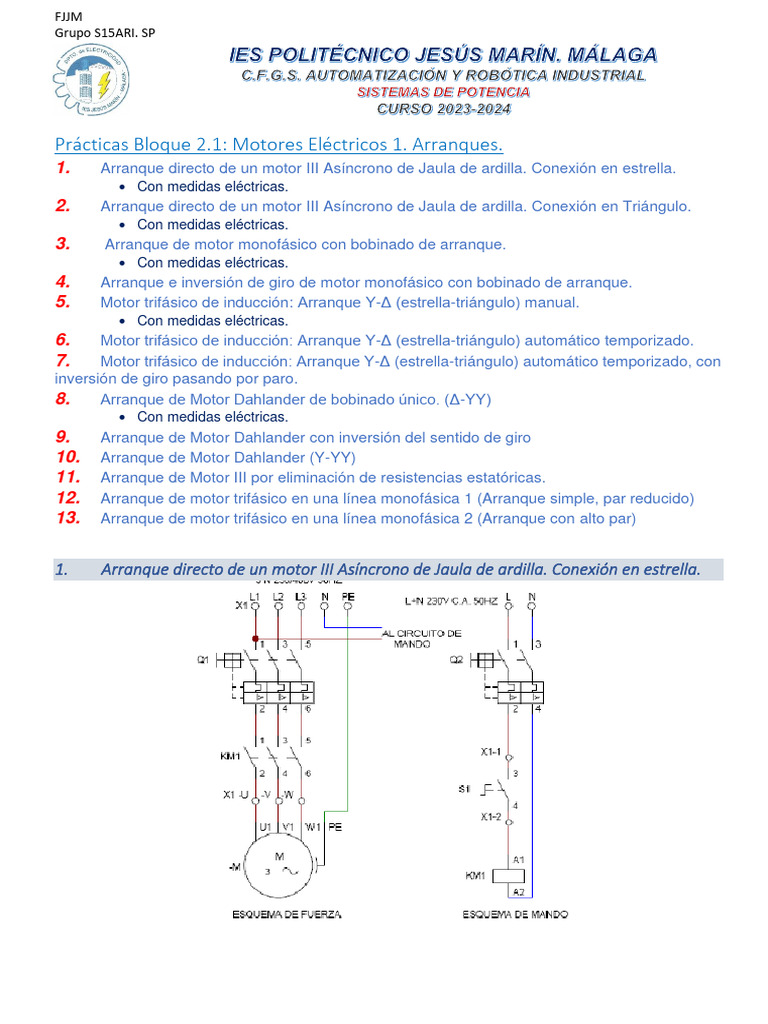 Prácticas Bloque 2 1 Motores Asíncronos Arranque | PDF