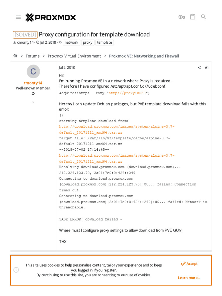 (SOLVED) - Proxy Configuration For Template Download - Proxmox Support Forum | PDF | Proxy ...