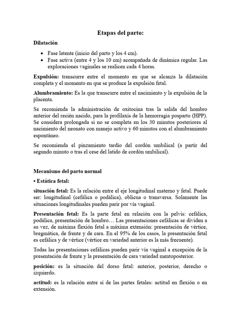 Etapas del parto | PDF | Parto | Pelvis