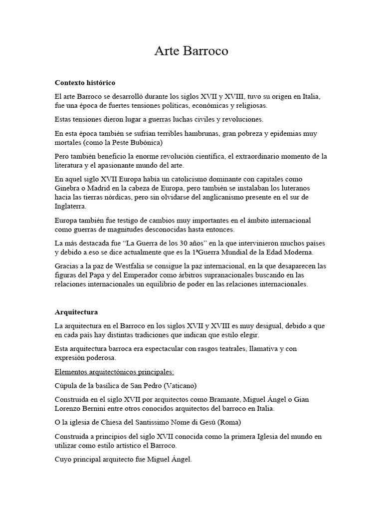 El Arte Barroco | PDF | Barroco | Escultura