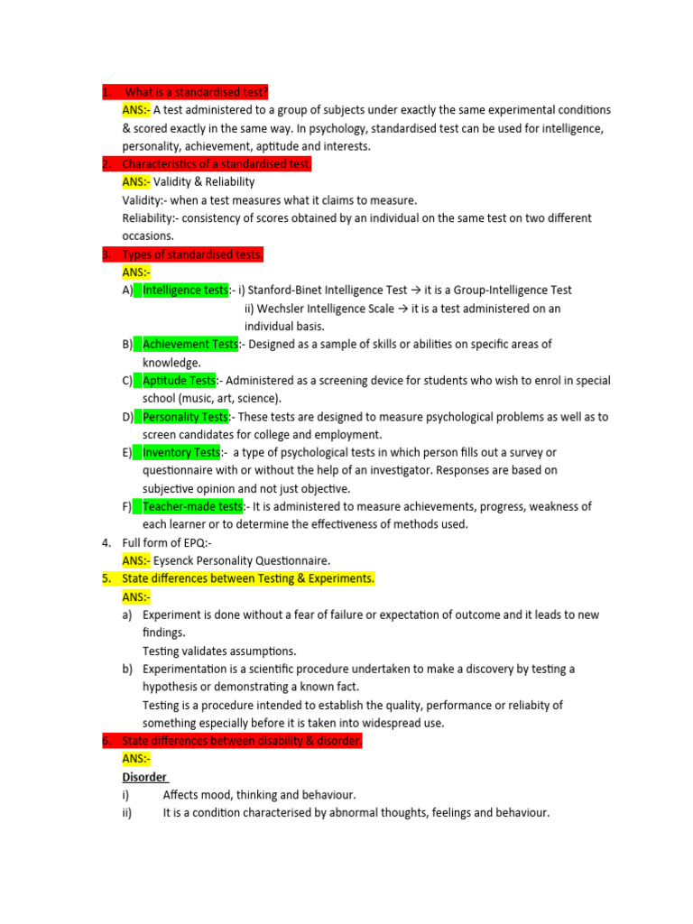Practical Viva Questions 2021 7 | PDF | Mental Disorder | Autism Spectrum