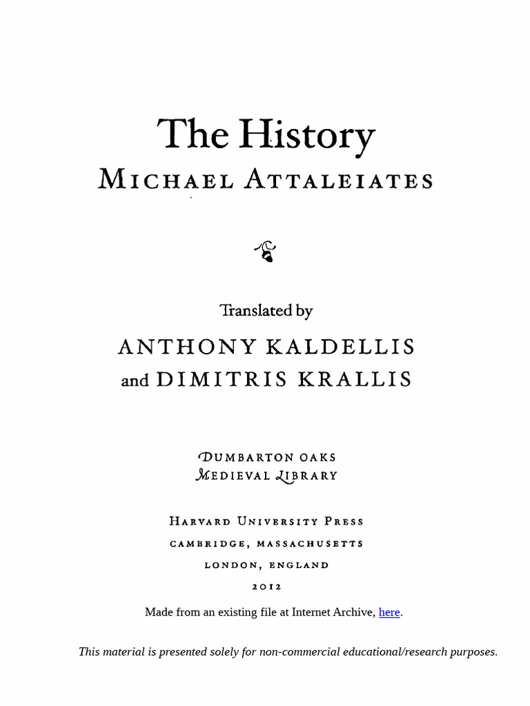 The History of Attaleiates 1034-1079 | PDF | Byzantine Empire