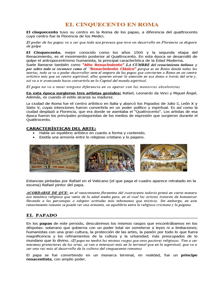 El Cinquecento en Roma | PDF | Clásicos