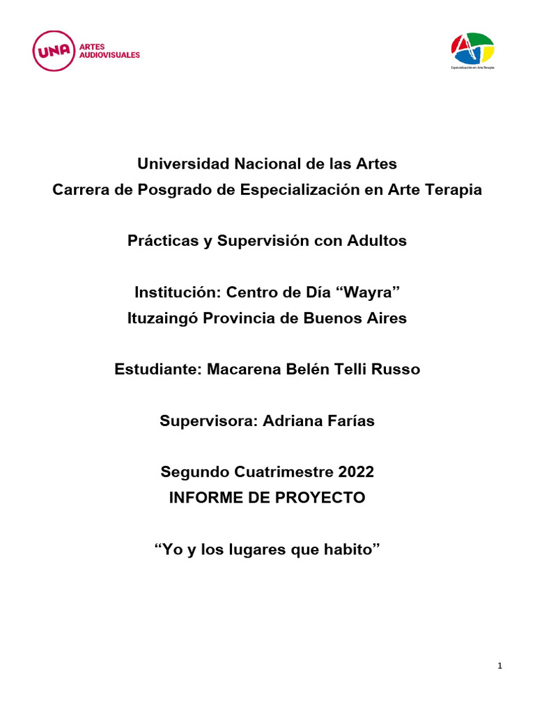 Arte terapia PROYECTO DE PRACTICA ADULTOS | PDF