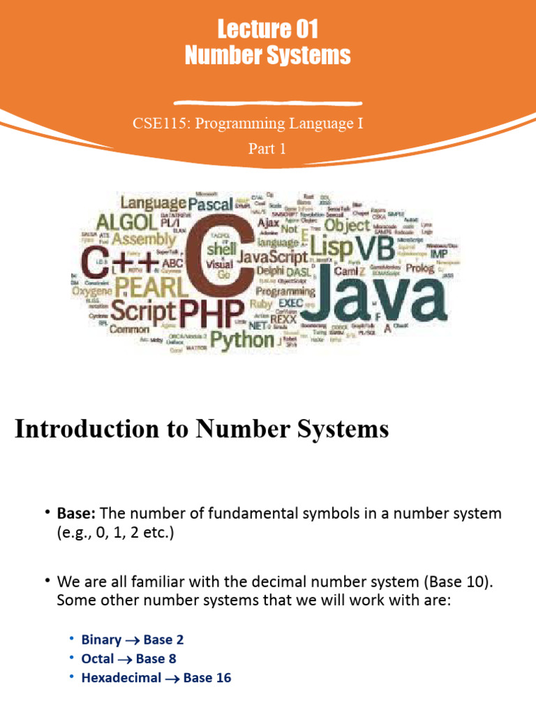 Cse115 Lecture 01 Number Systems Part 1 Download Free Pdf Computer Engineering
