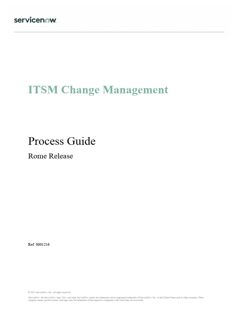 ITSM - Change - Process Guide - Rome | PDF