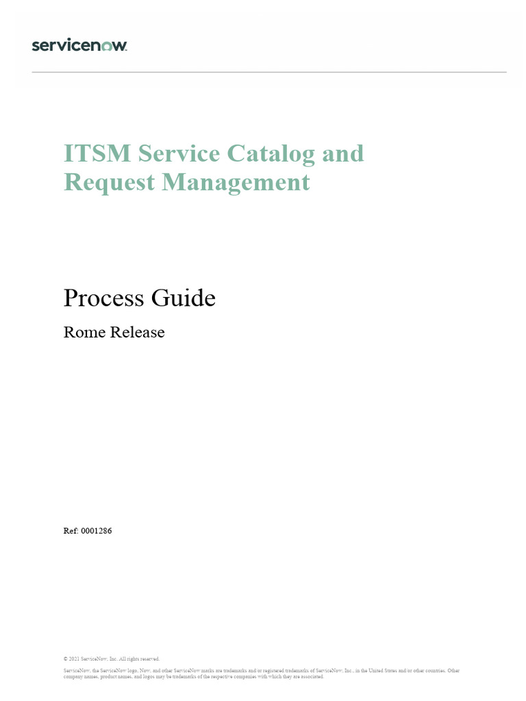 ITSM - Service Cat - Req - Process Guide - Rome | PDF