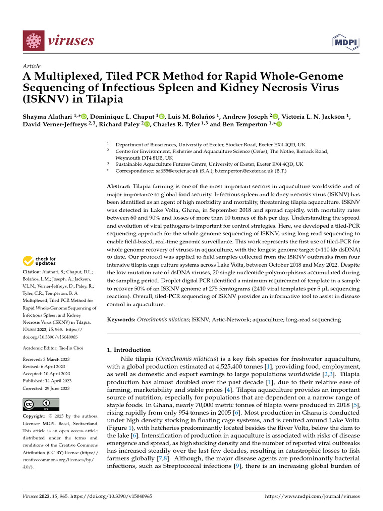A Multiplexed Tiled Pcr Method for Rapid Whole Genome 1fftnm7r | PDF | Dna Sequencing | Primer ...