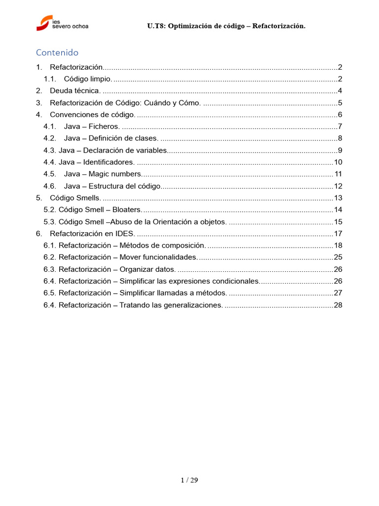 08 ED T _ UT8_Optimización del código - Refactorización | PDF | Entorno ... 08 ED T _ UT8_Optimización del código - Refactorización | PDF | Entorno ...