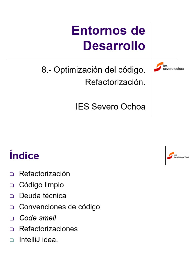 Optimización Del Código - Refactorización (Presentación) | PDF | Java ... Optimización Del Código - Refactorización (Presentación) | PDF | Java ...