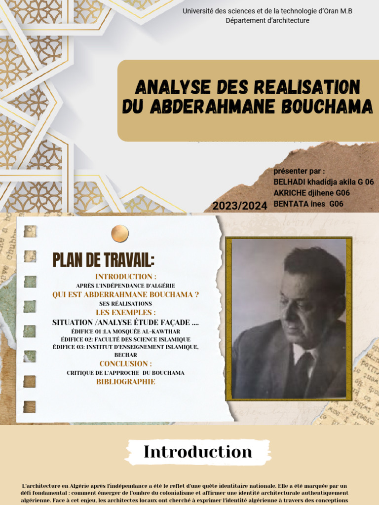 Analyse Des Realisation Du Abderahmane Bouchama Analyse Des Realisation Du Abderahmane Bouchama ...