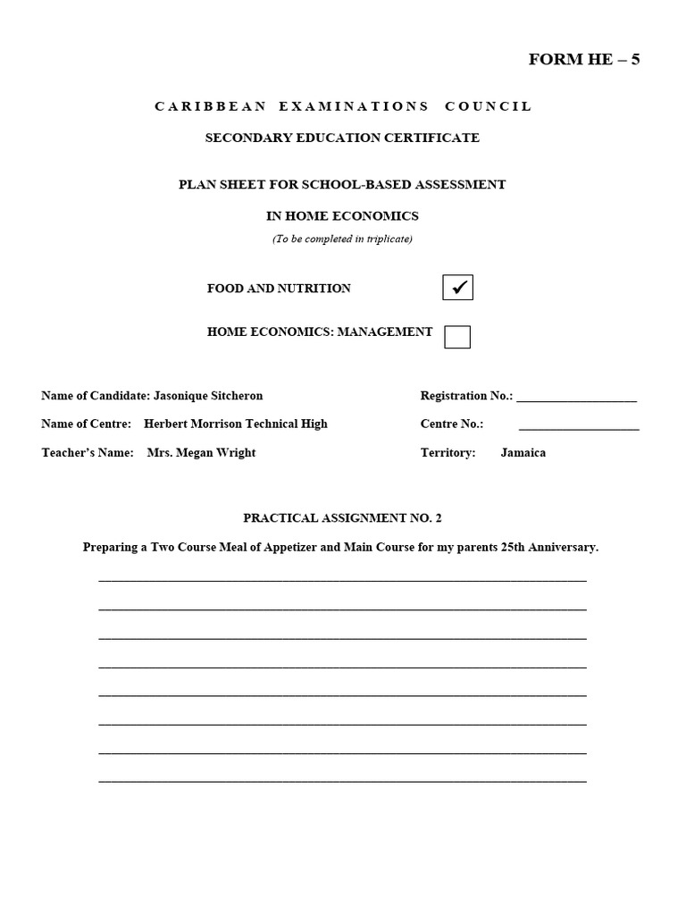 Time Plan Template - CSEC | PDF