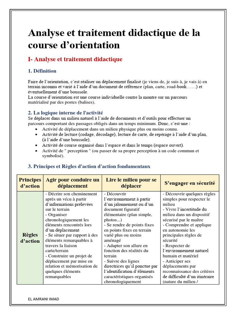Analyse Et Traitement Didactique de La Course D'orientation | PDF | Boussole
