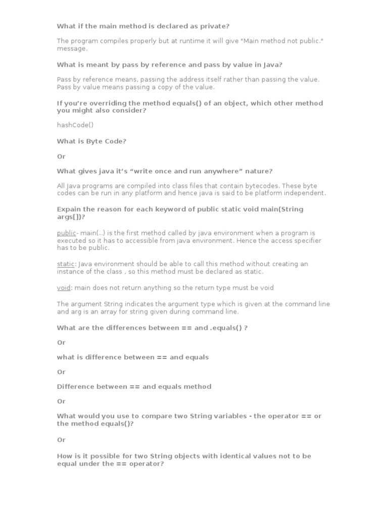Javainterviewques Method Computer Programming