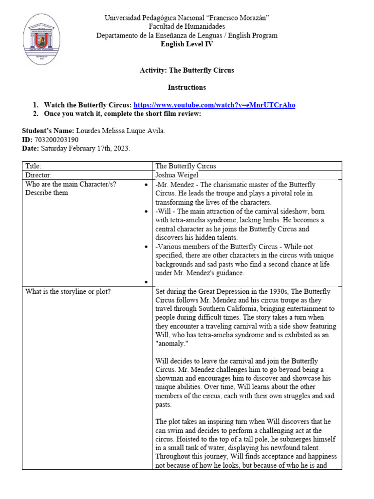 Instructions - Activity - The Butterfly Circus | PDF | Empathy | Thought