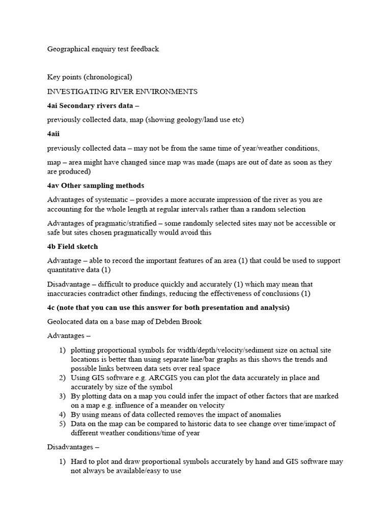 Geography Fieldwork Feedback | PDF | Sampling (Statistics) | Map