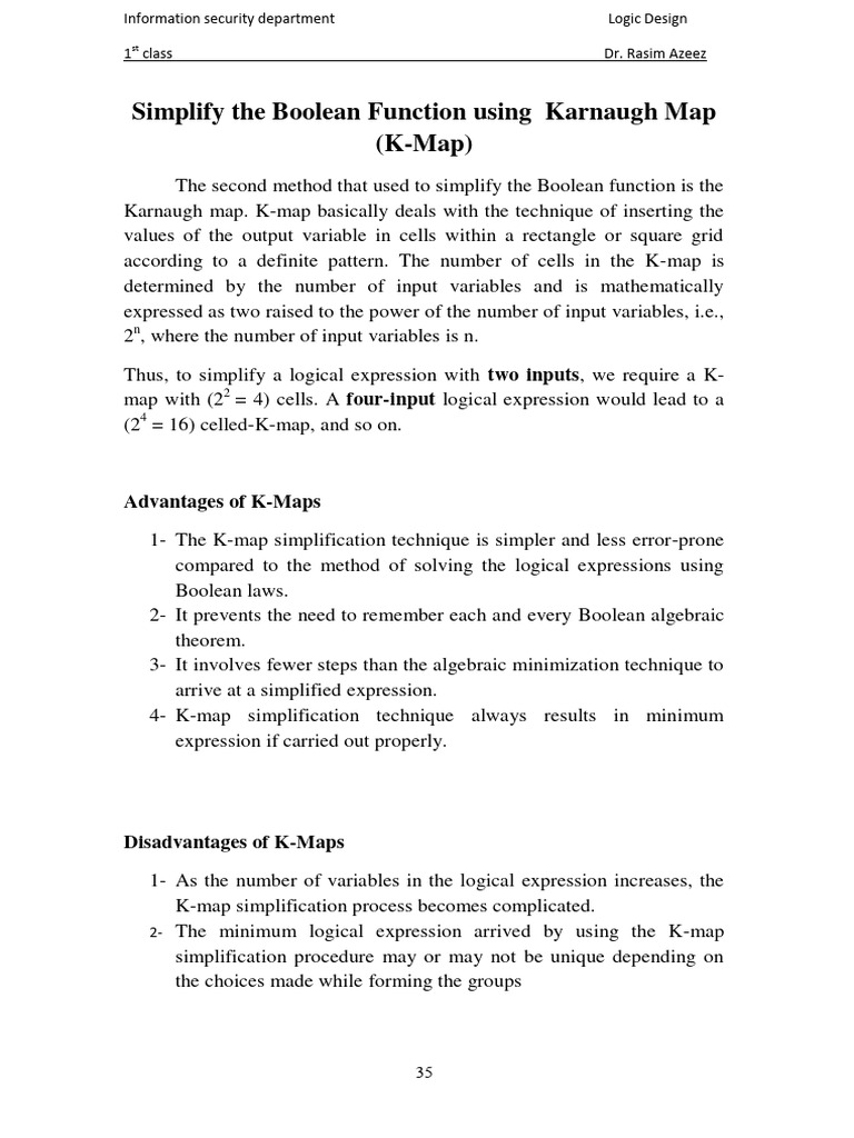 K Map Pdf Algebra Logic 