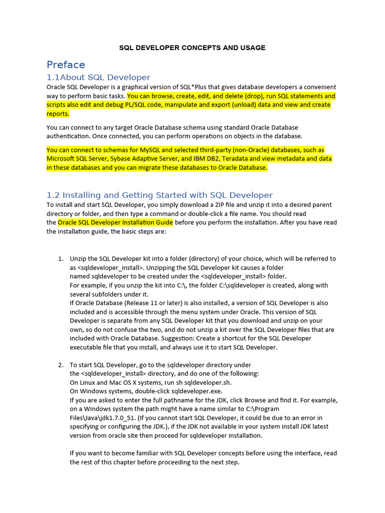 SQL Developer User Guide | Download Free PDF | Table (Database) | Databases