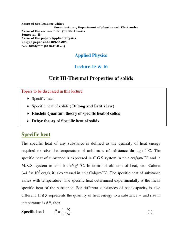 Thermal Properties of Solids | PDF