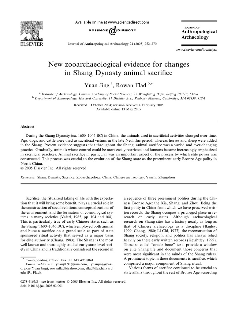 Shang Dynasty Animal Sacrifice Changes | PDF | Sacrifice