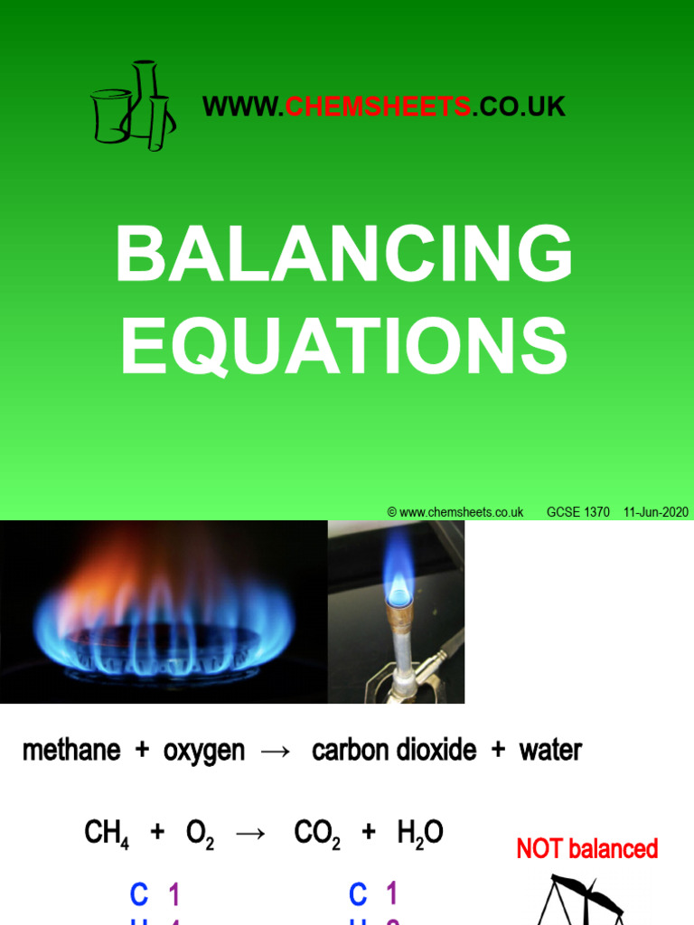 Chemsheets GCSE 1370 Balancing Equations | PDF